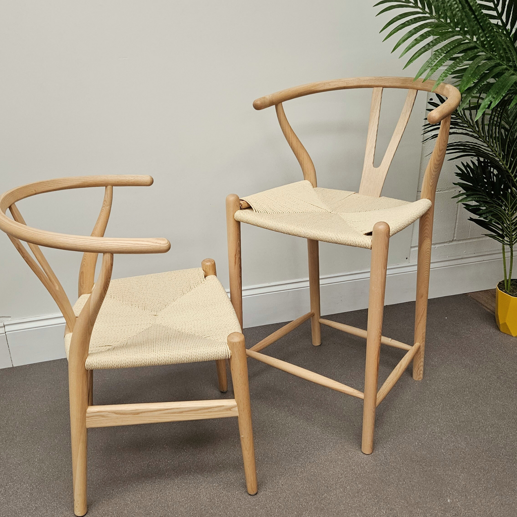 Lars Midcentury Style Wood Counter Stool Natural Ash Wood – Onske