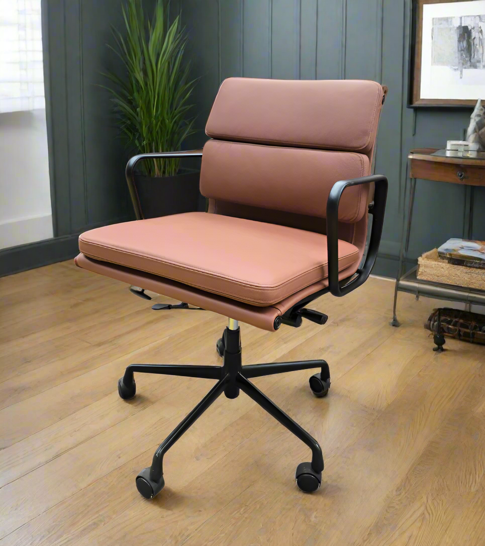Chestnut Tan Office Chair | Black Frame & Chestnut Brown Leather Eames ...