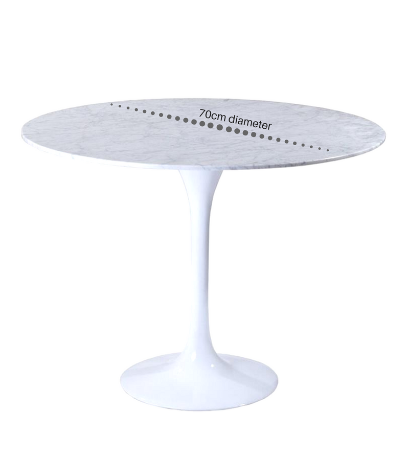 Round Marble Dining Table For Two Tulip Style 70cm – Onske